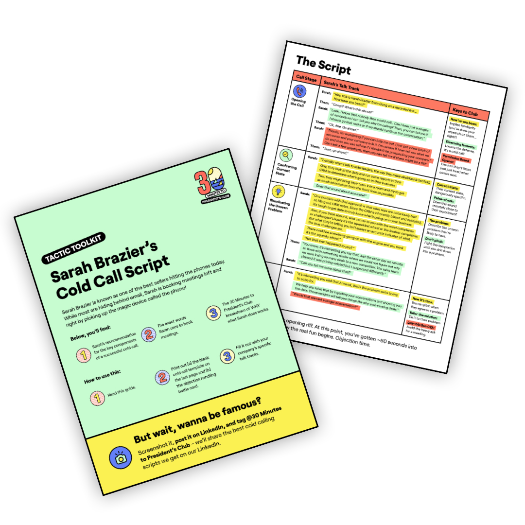 Sarah Brazier's Cold Call Script